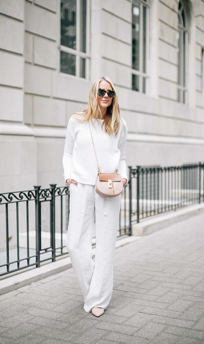 Easy Outfit Idea: White Pants and a Sweater Easy Outfit Idea: White Pants and a Sweater